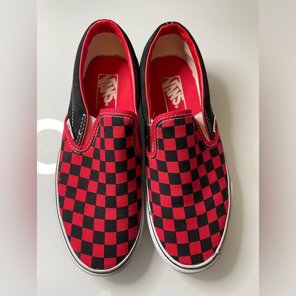 Vans | Shoes | Vans Vintage Limited Edition Red Black Slip On Checker ...